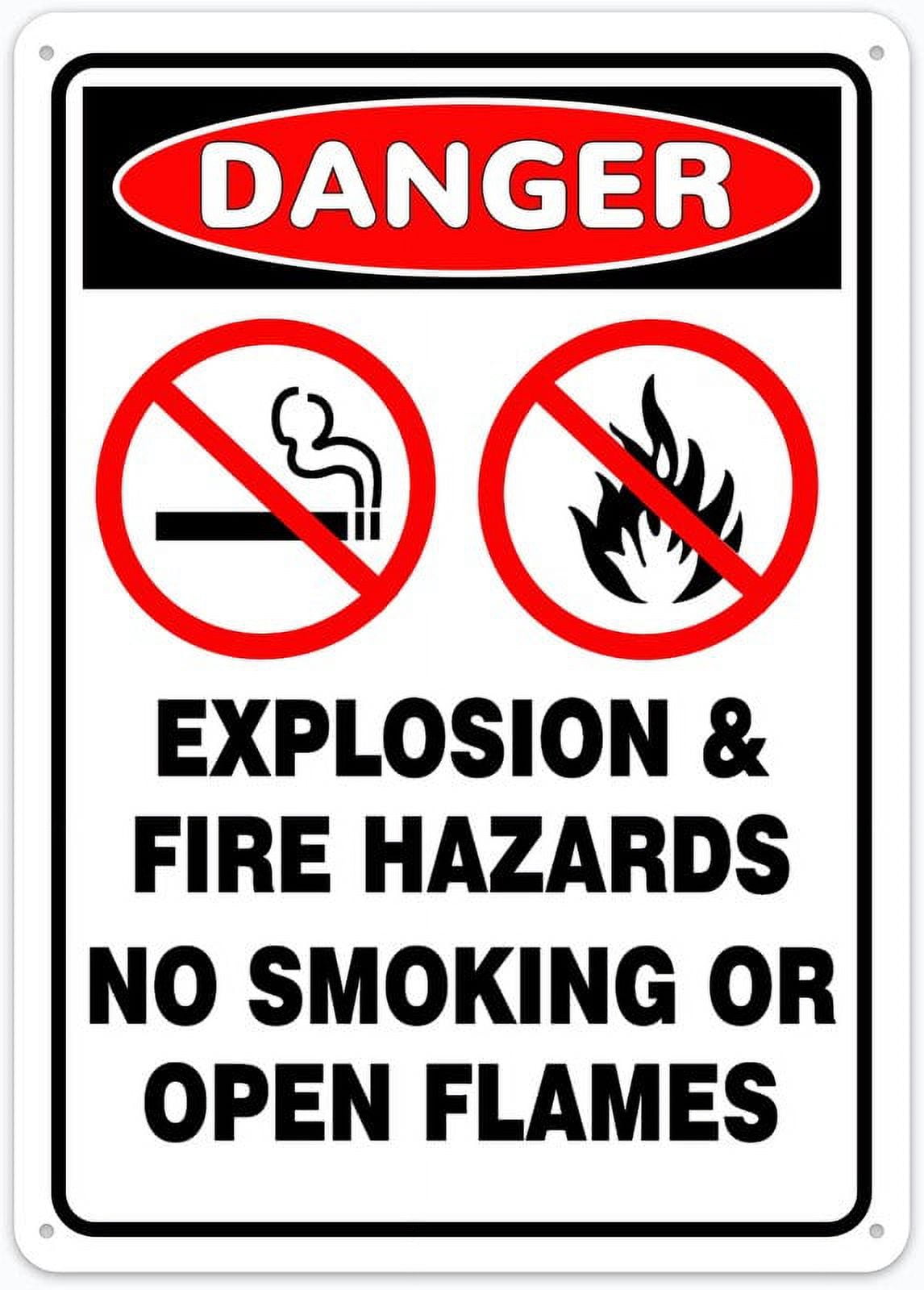 Danger Safety Sign Explosion Fire Hazards No Smoking Or Open Flames ...
