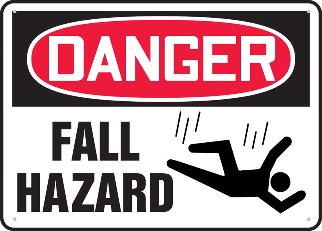 Danger Safety Sign Fall Hazard 12X8 Inch Tin Sign Great For Garden And ...