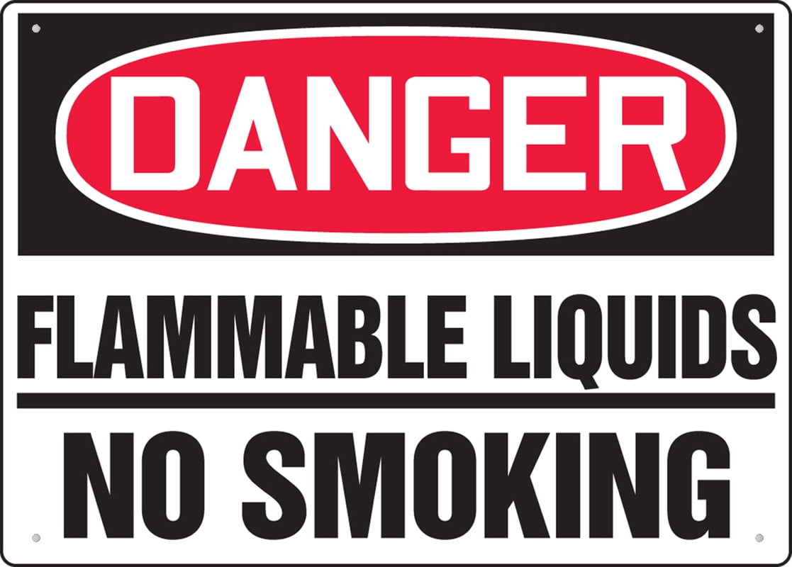 Danger Safety Sign Flammable Liquids No Smoking 12X8 Inches Metal ...