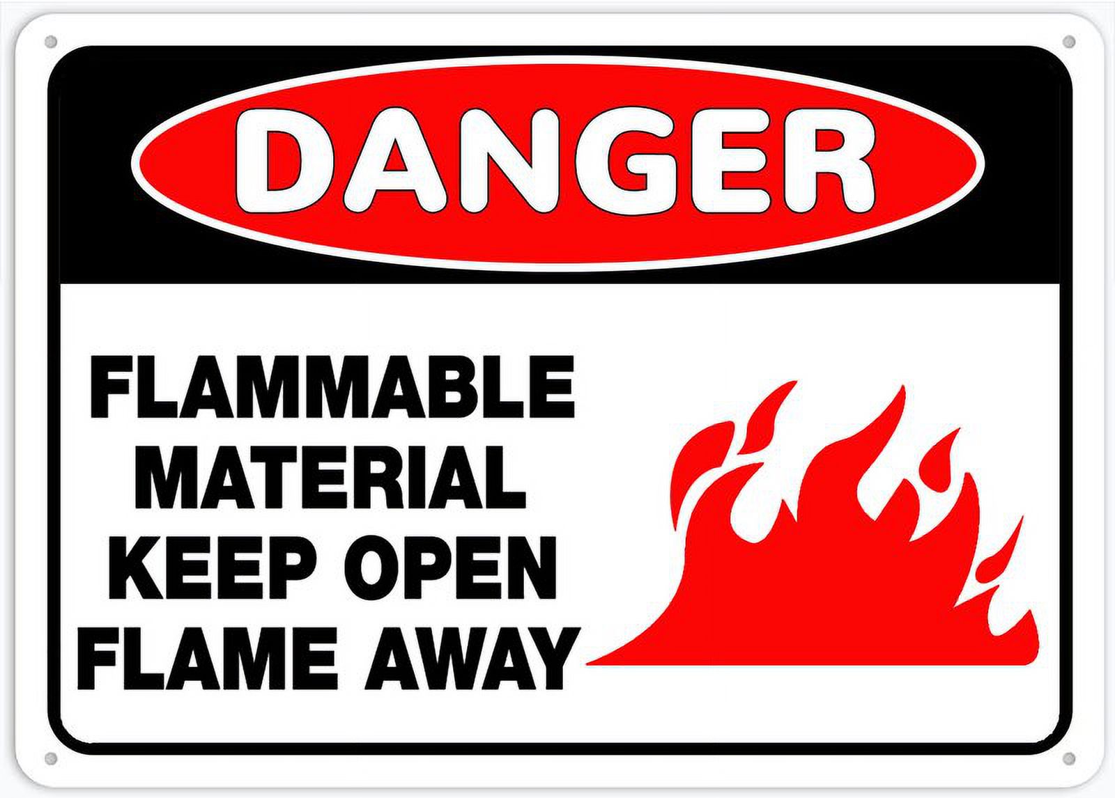 Danger Safety Sign Flammable Material Keep Open Flame Sign Rustic Metal ...