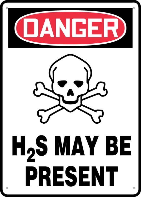 Danger Safety Sign H2 S May Be Present 12X8 Inches Metal Aluminum Signs ...