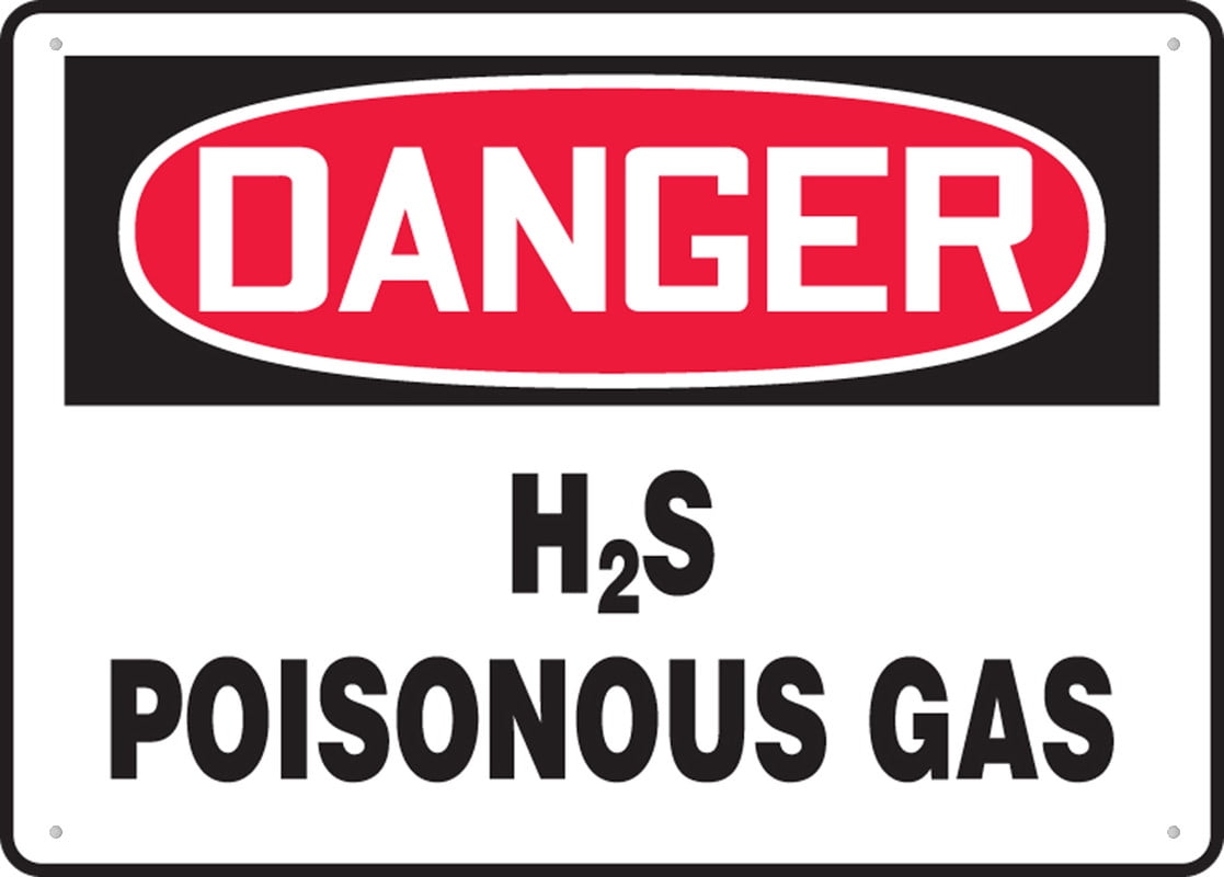 Danger Safety Sign H2 S Poisonous Gas 12X8 Inch Aluminum Uv Ink Printed ...
