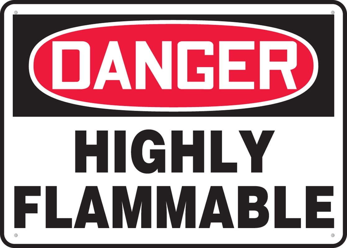 Danger Safety Sign Highly Flammable Metal 12X8 Inch Rust Free Aluminum ...