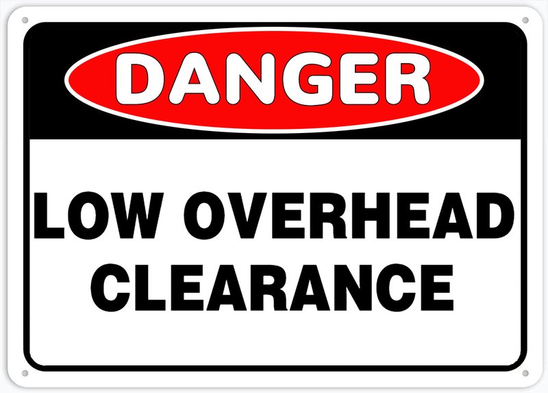 Danger Safety Sign Low Overhead Clearance Retro Aluminum Sign Metal Tin ...