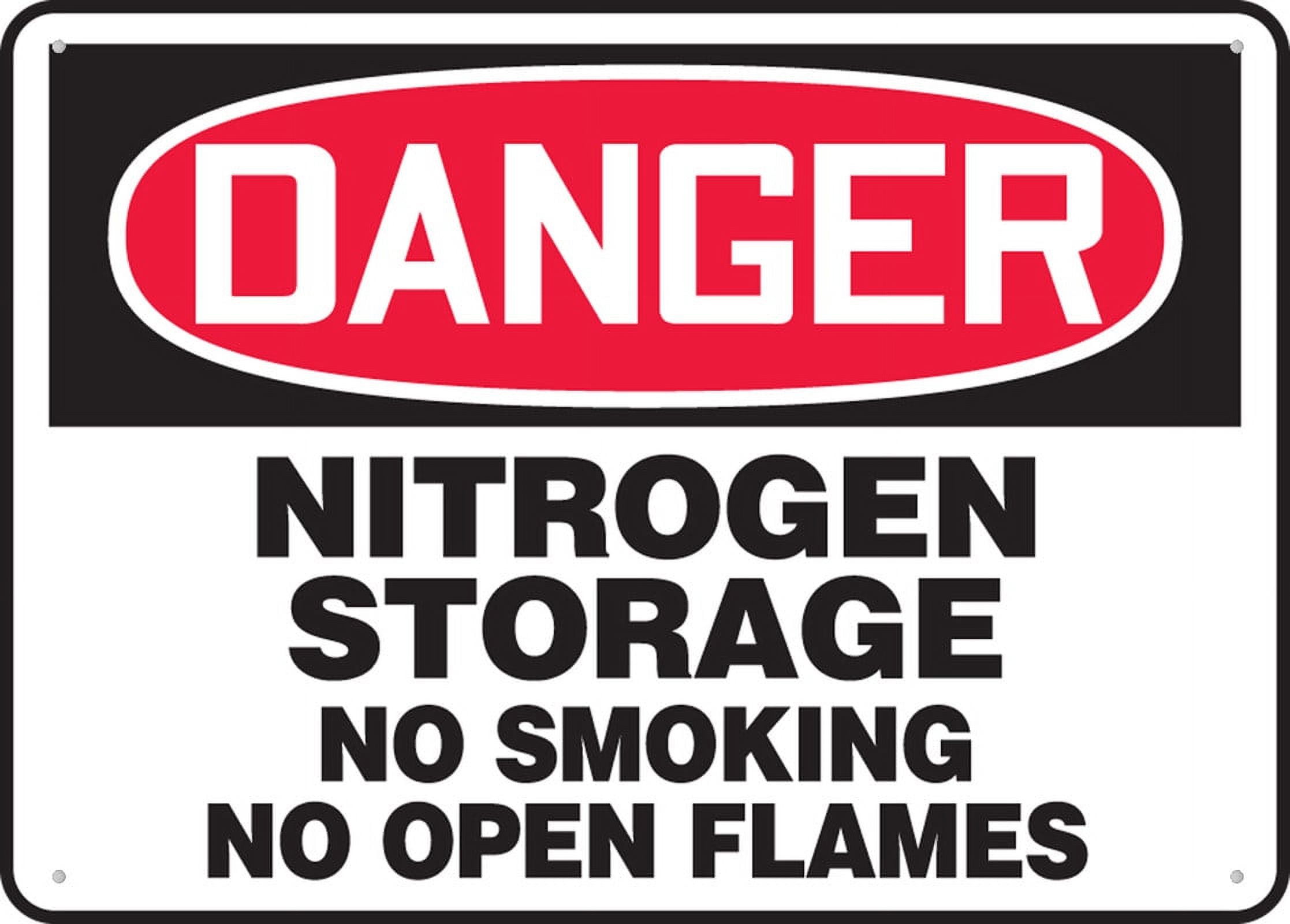 Danger Safety Sign Nitrogen Storage No Smoking No Open Flames 12X8 Inch ...