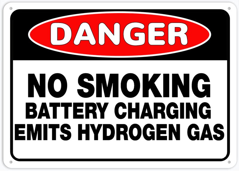 Danger Safety Sign No Smoking Battery Charging Emits Hydrogen Gas Sign ...