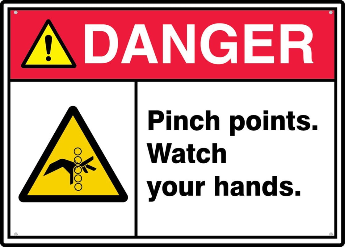 Danger Safety Sign Pinch Points Watch Your Hands 8X12 Inch Rust Free ...