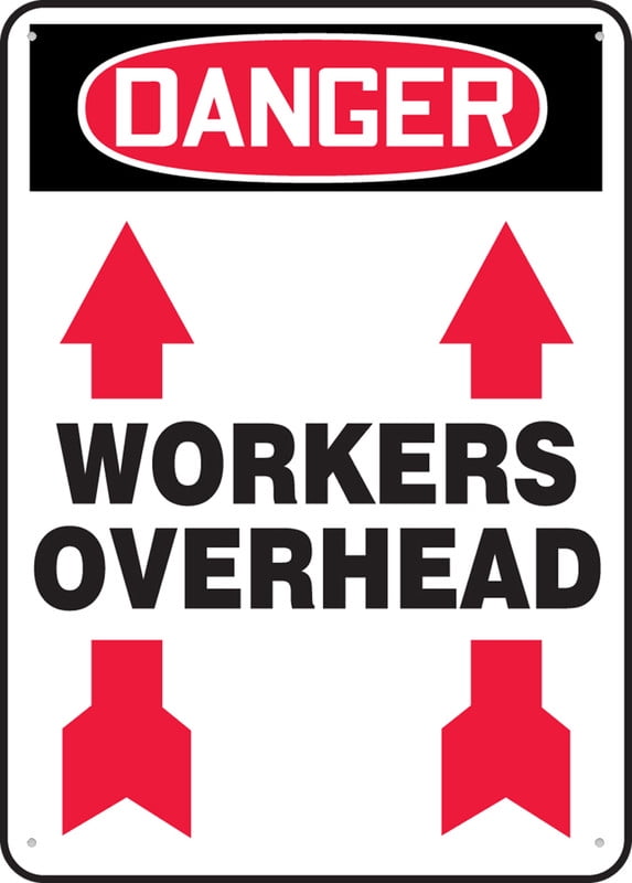 Danger Safety Sign Workers Overhead For Home 12X8 Inch Rust Free ...