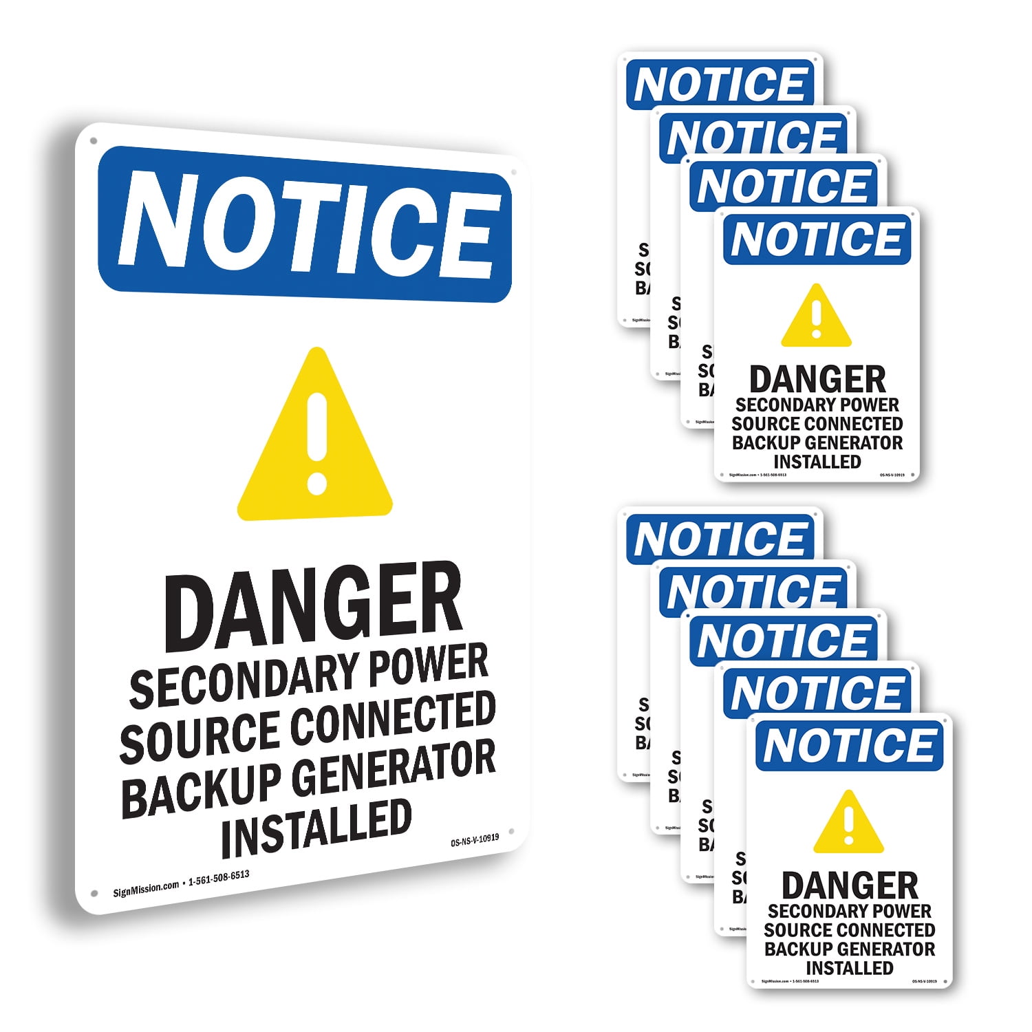 Danger Secondary Power OSHA Notice Aluminum Sign 18 Inch x 12 Inch - 10 ...