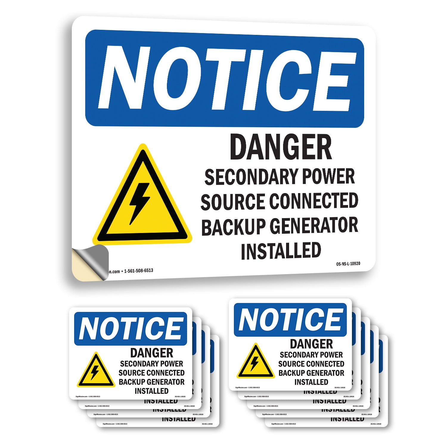 Danger Secondary Power Source With Symbol OSHA Notice Vinyl Decal Label ...