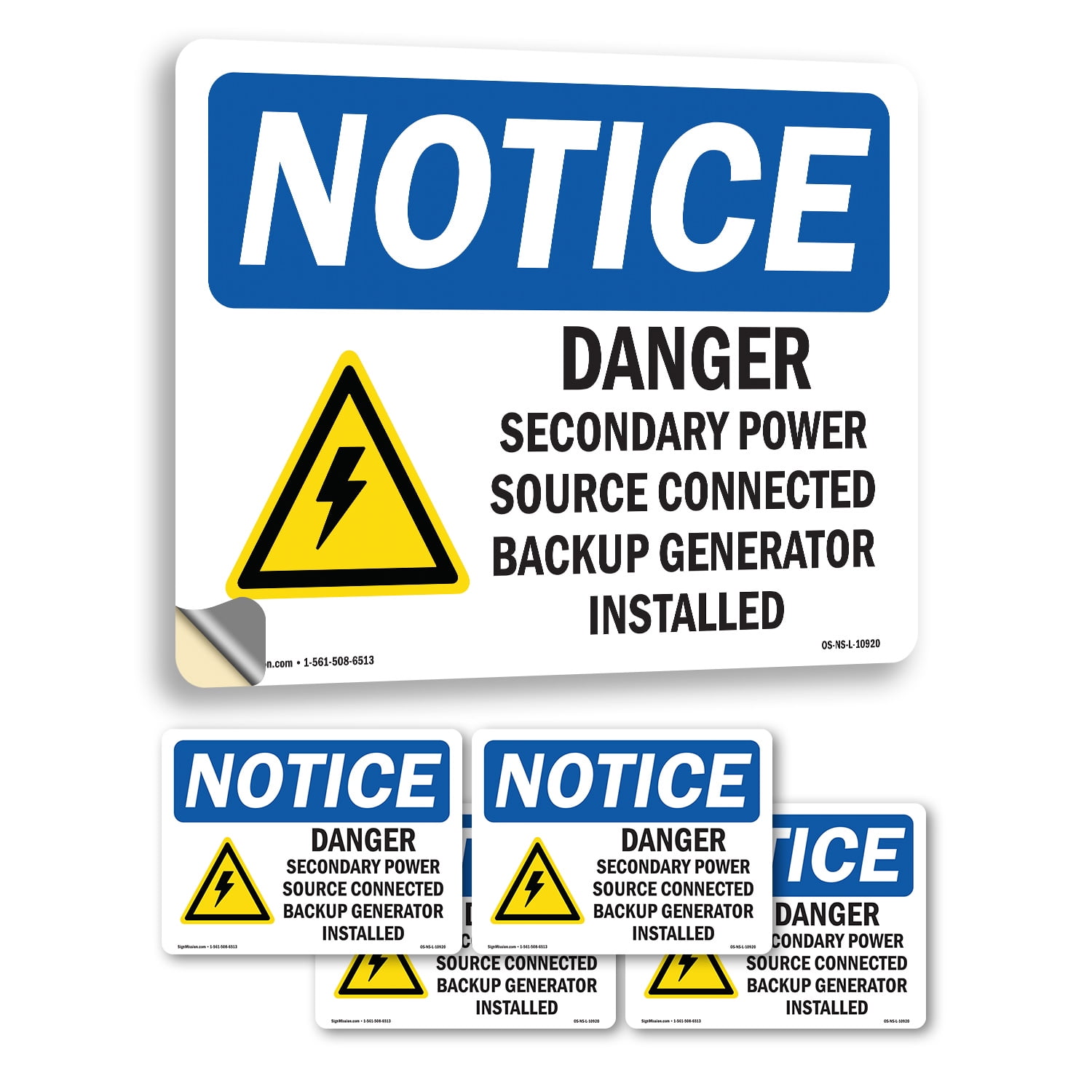 Danger Secondary Power Source With Symbol OSHA Notice Vinyl Decal Label ...