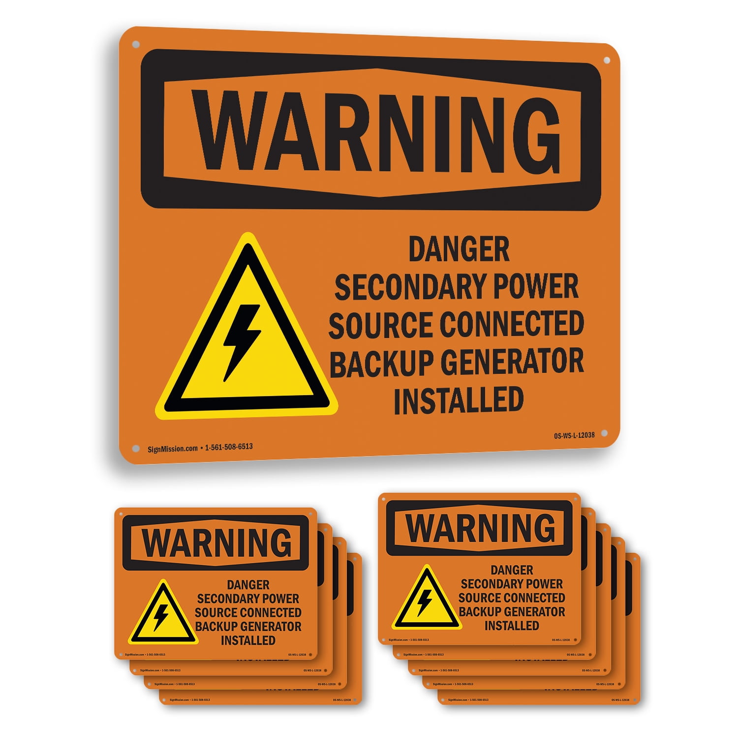 Danger Secondary Power Source With Symbol OSHA WARNING Aluminum Sign 24 ...