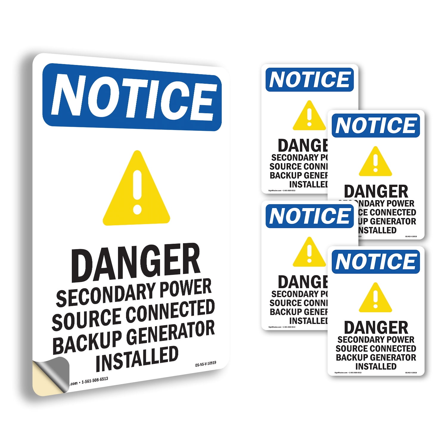 Danger Secondary Power With Symbol OSHA Notice Vinyl Decal Label 18 ...