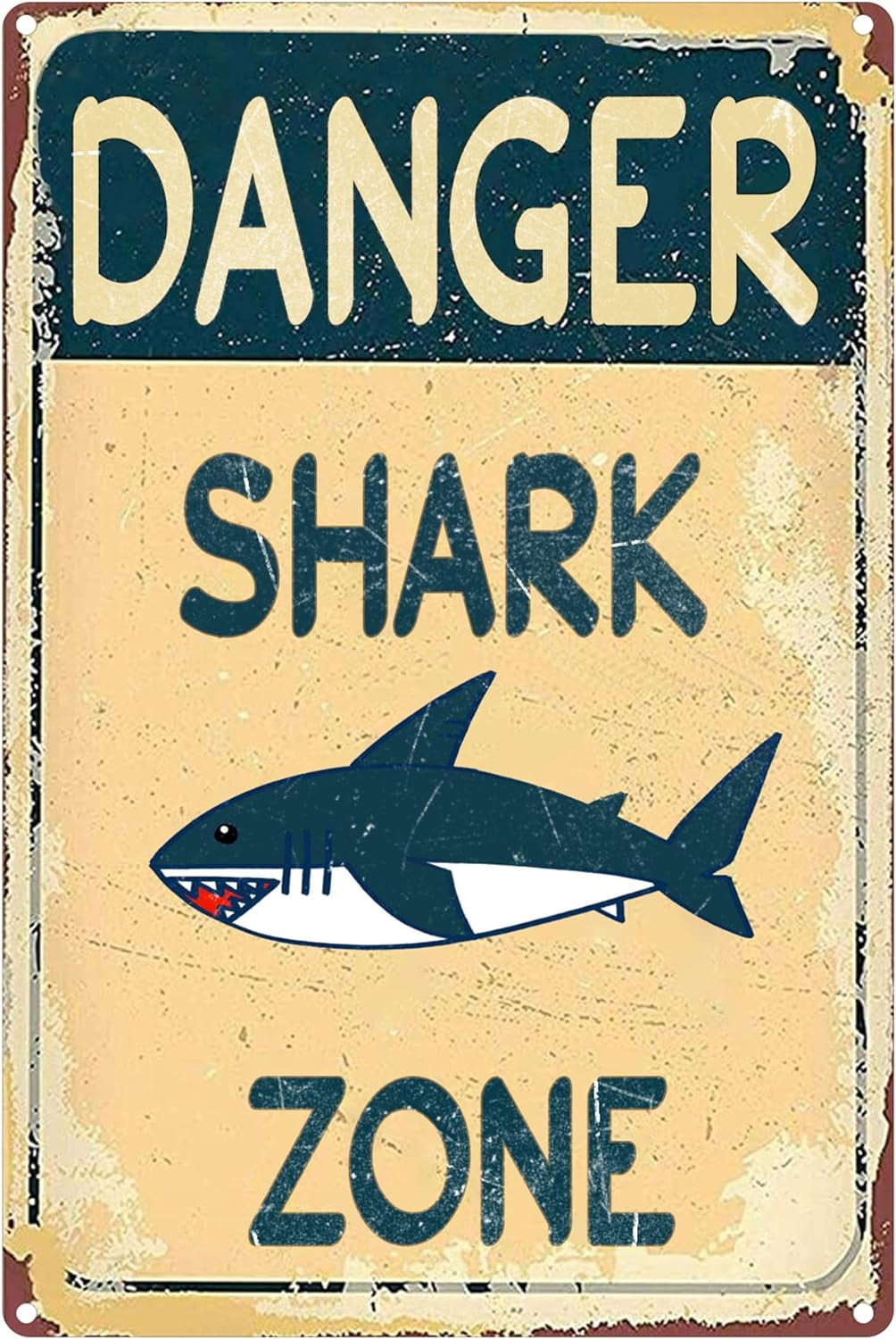 Danger Shark Zone Danger Metal Tin Sign Home Pub Bar Wall Decor Shark ...