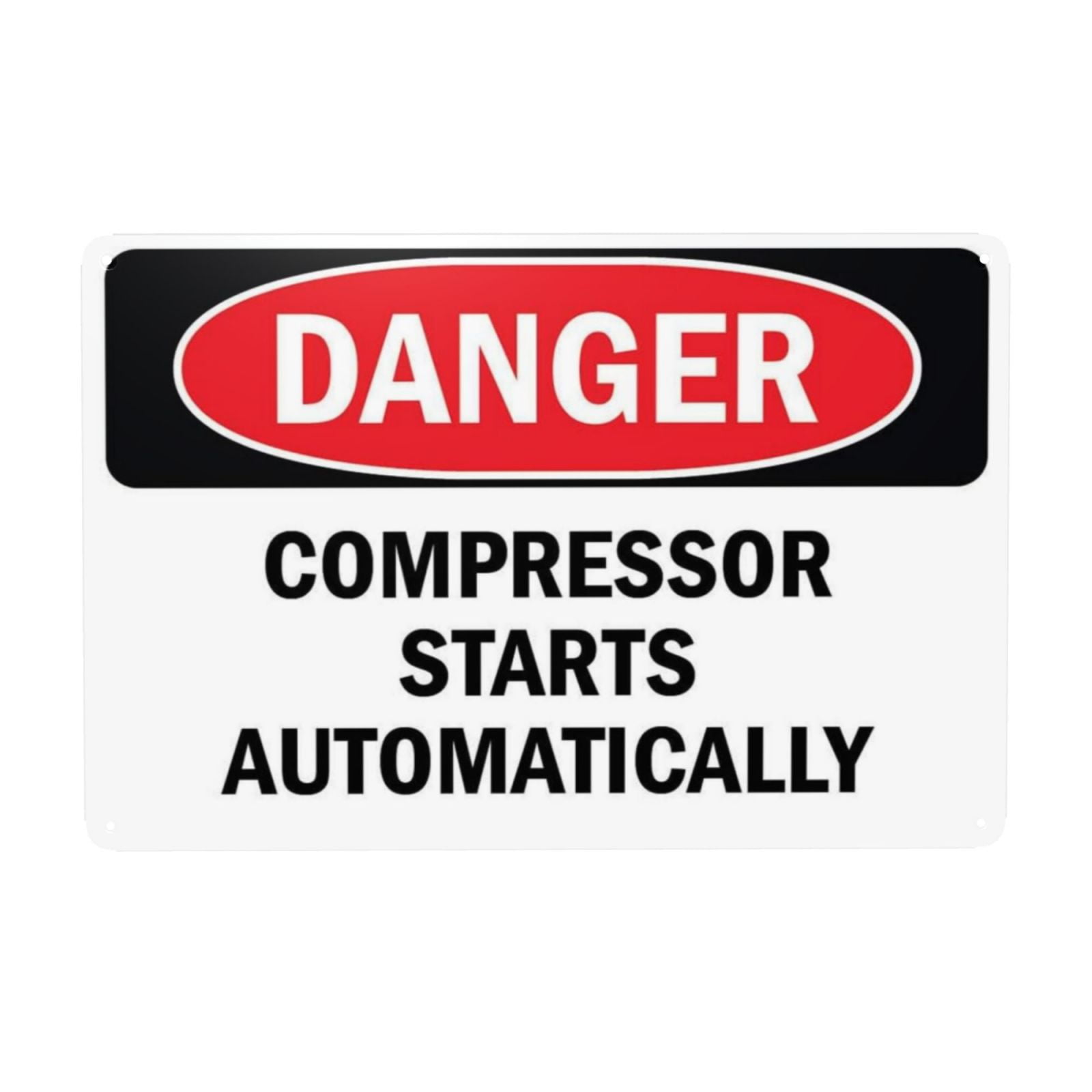 Danger Sign - Compressor Starts Automatically Tin Sign Warning Metal ...