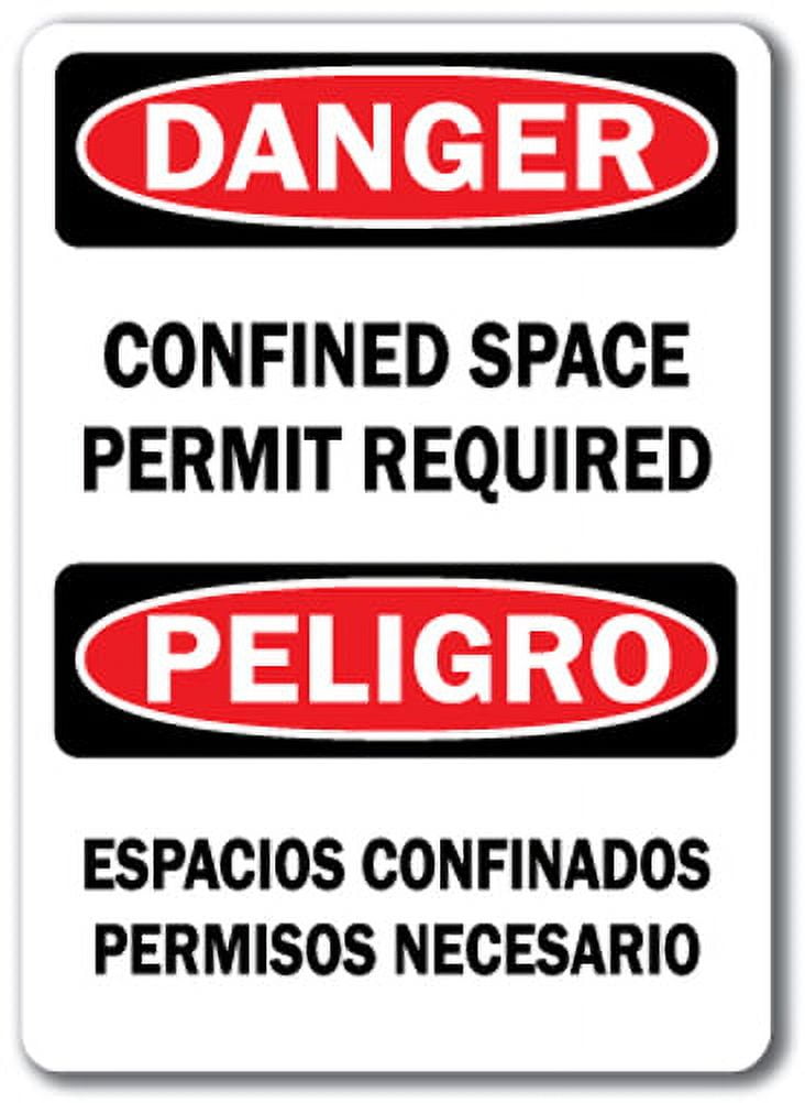 Danger Sign - Confined Space Permit Required (Bilingual) - 10" x 14 ...