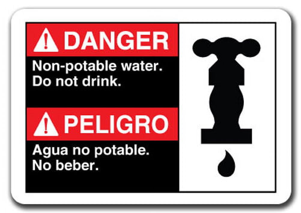 Danger Sign - Danger Non-Potable Water Do Not Drink (Bilingual Spanish ...