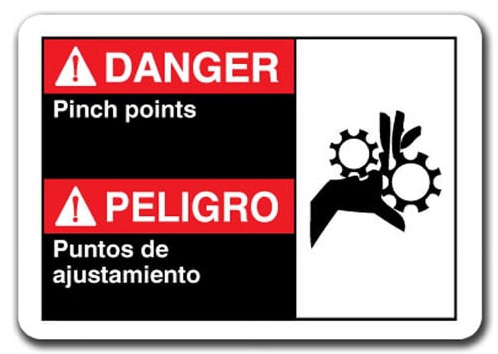 Danger Sign - Danger Pinch Points (Bilingual Spanish) 7"x10" Plastic ...