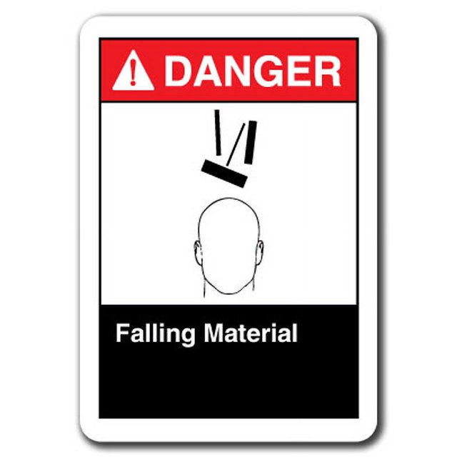 Danger Sign - Falling Material 7"x10" Plastic Safety Sign ansi osha ...