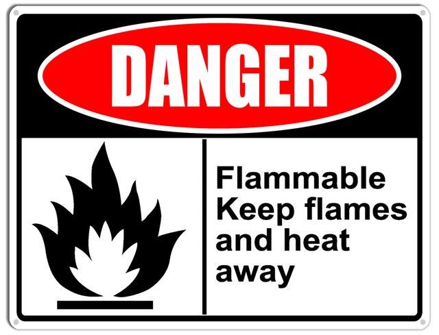 Danger Sign Flammable Keep Flames And Heat Away Aluminum Tin Sign For ...