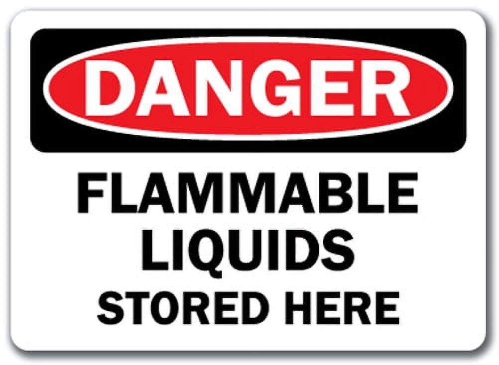 Danger Sign - Flammable Liquids Stored Here - 10" x 14" OSHA Safety ...