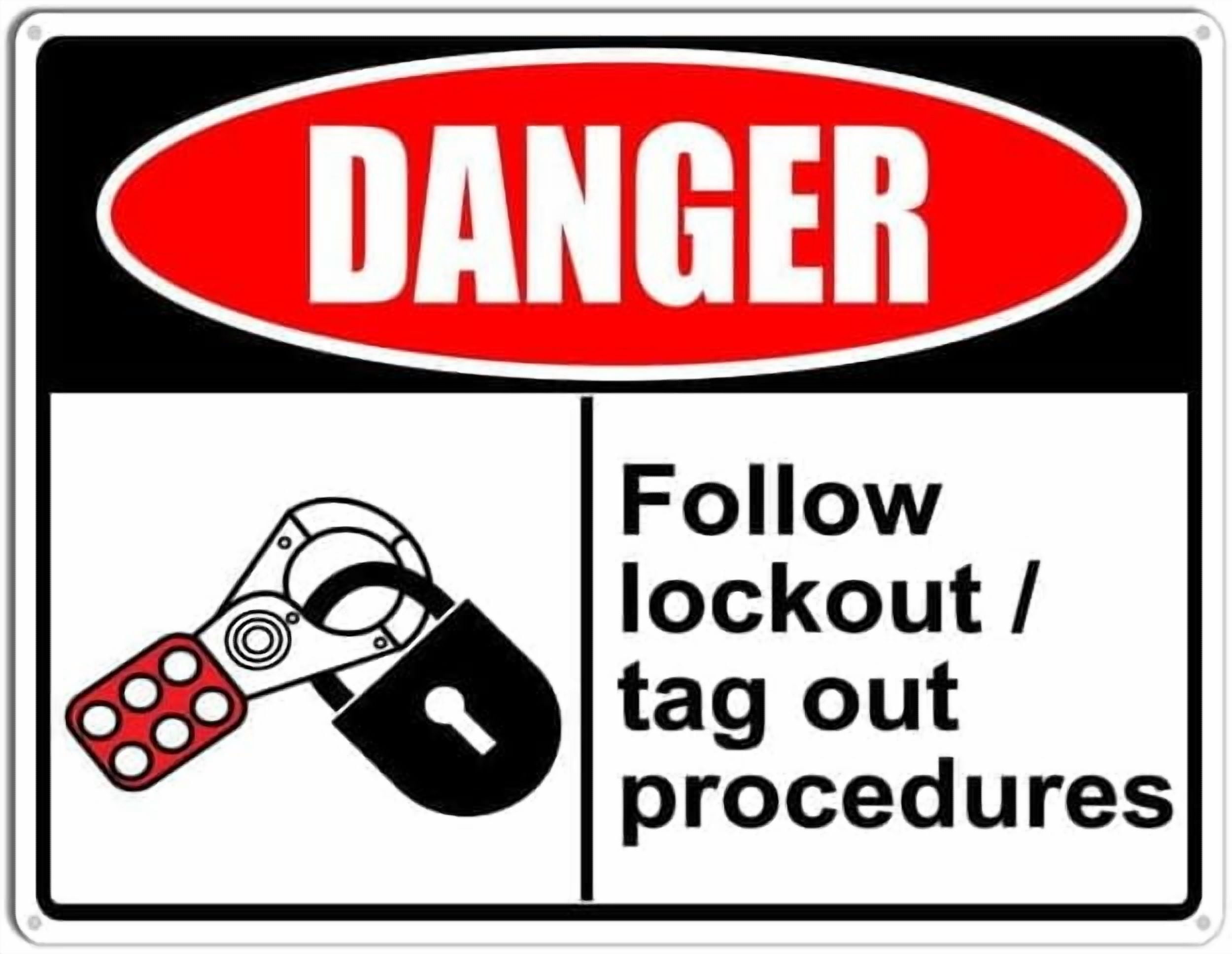 Danger Sign Follow Lockout Tag Out Procedures Aluminum Tin Sign for ...