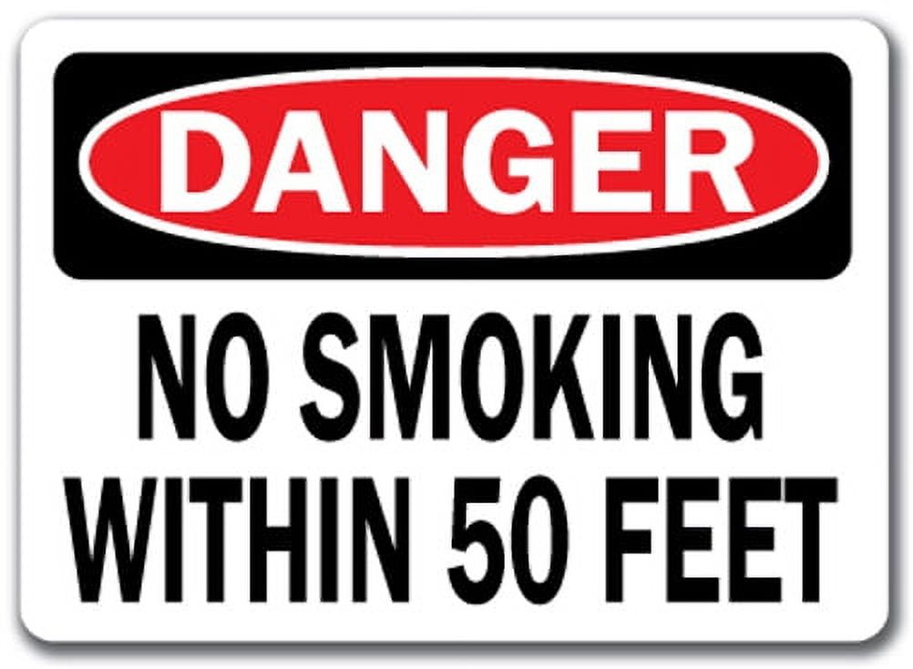 Danger Sign - No Smoking Within 50 Feet - 10" x 14" OSHA Safety Sign ...