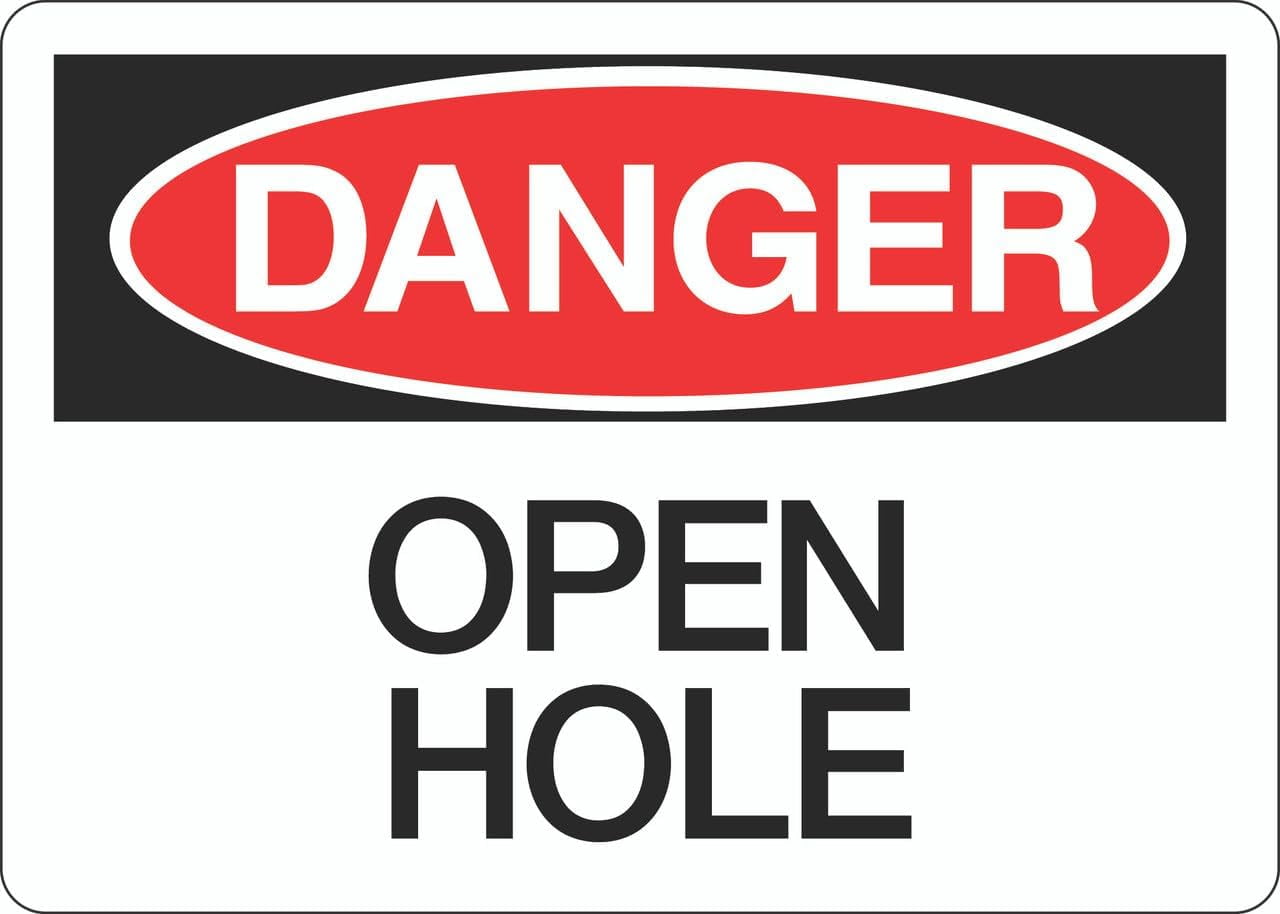 Danger Sign - Open Hole Safety Signs OSHA Safety Signs Metal Sign ...
