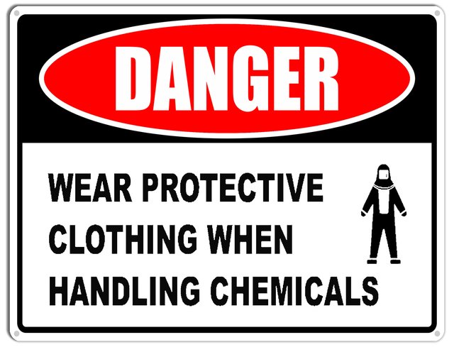 Danger Sign Wear Protective Clothing Chemical Sign Aluminum Tin Sign ...