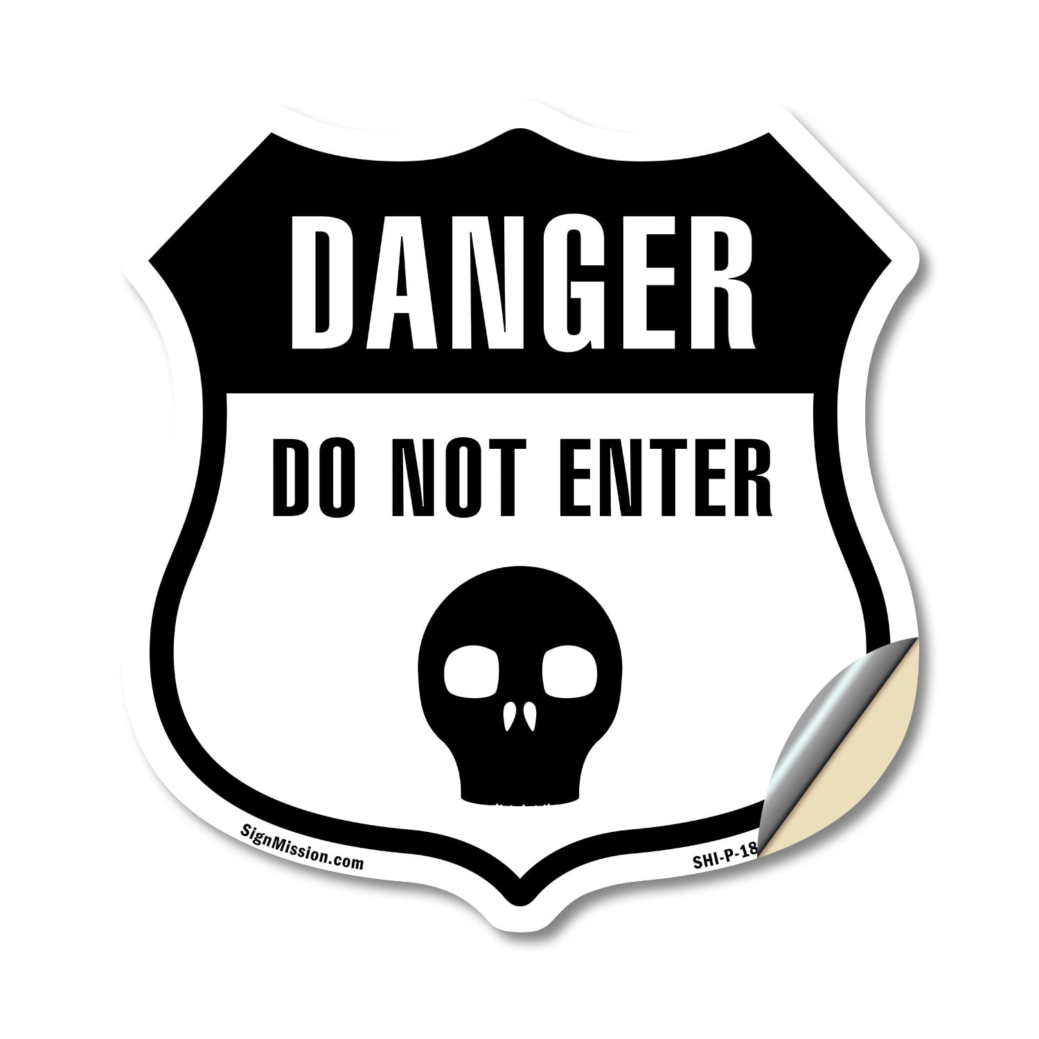 Danger Skull Symbol Do Not Enter (5 Pack) 4 inch X 4 inch Shield Shaped ...