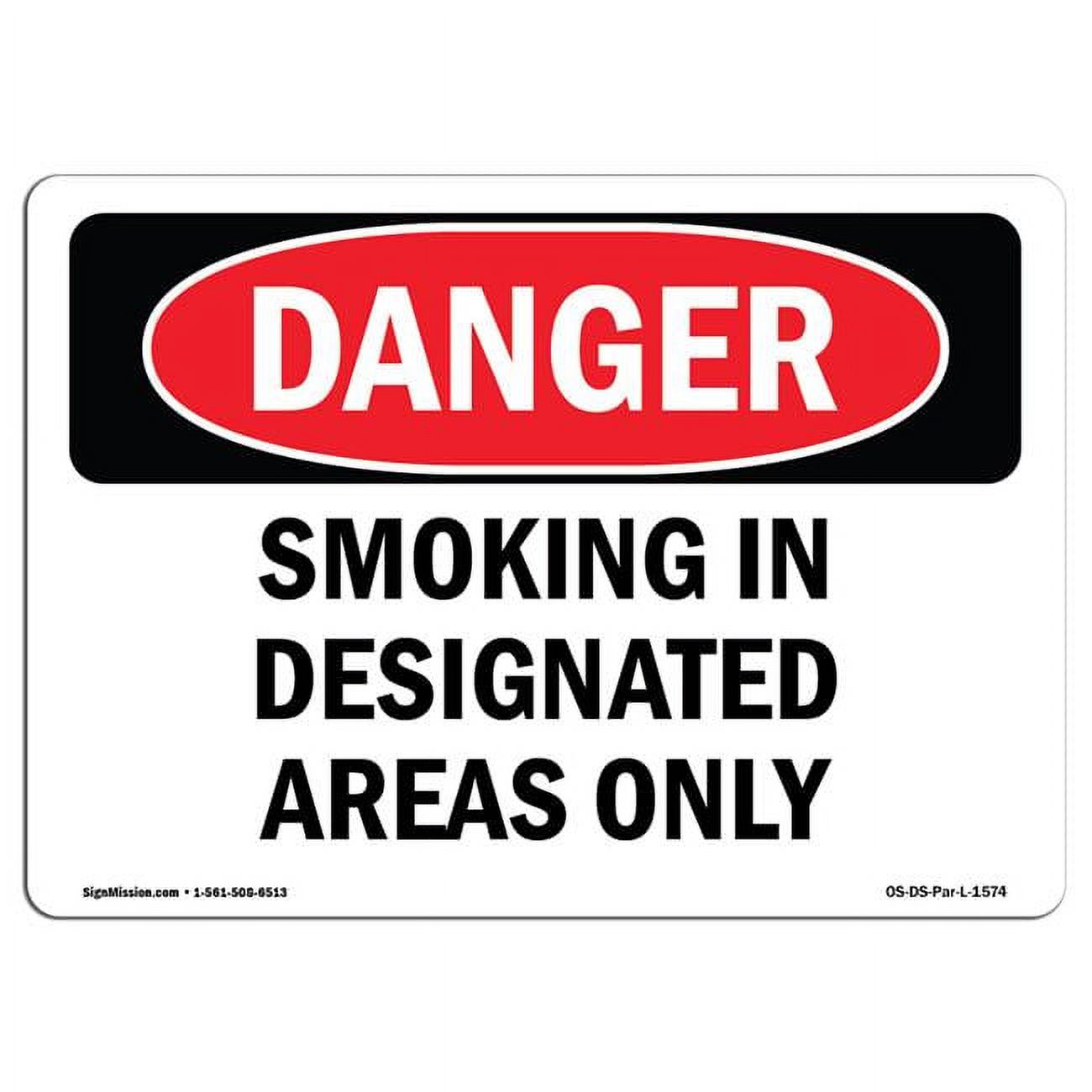Danger Smoking in Designated Areas Only OSHA Decal Sign - Walmart.com