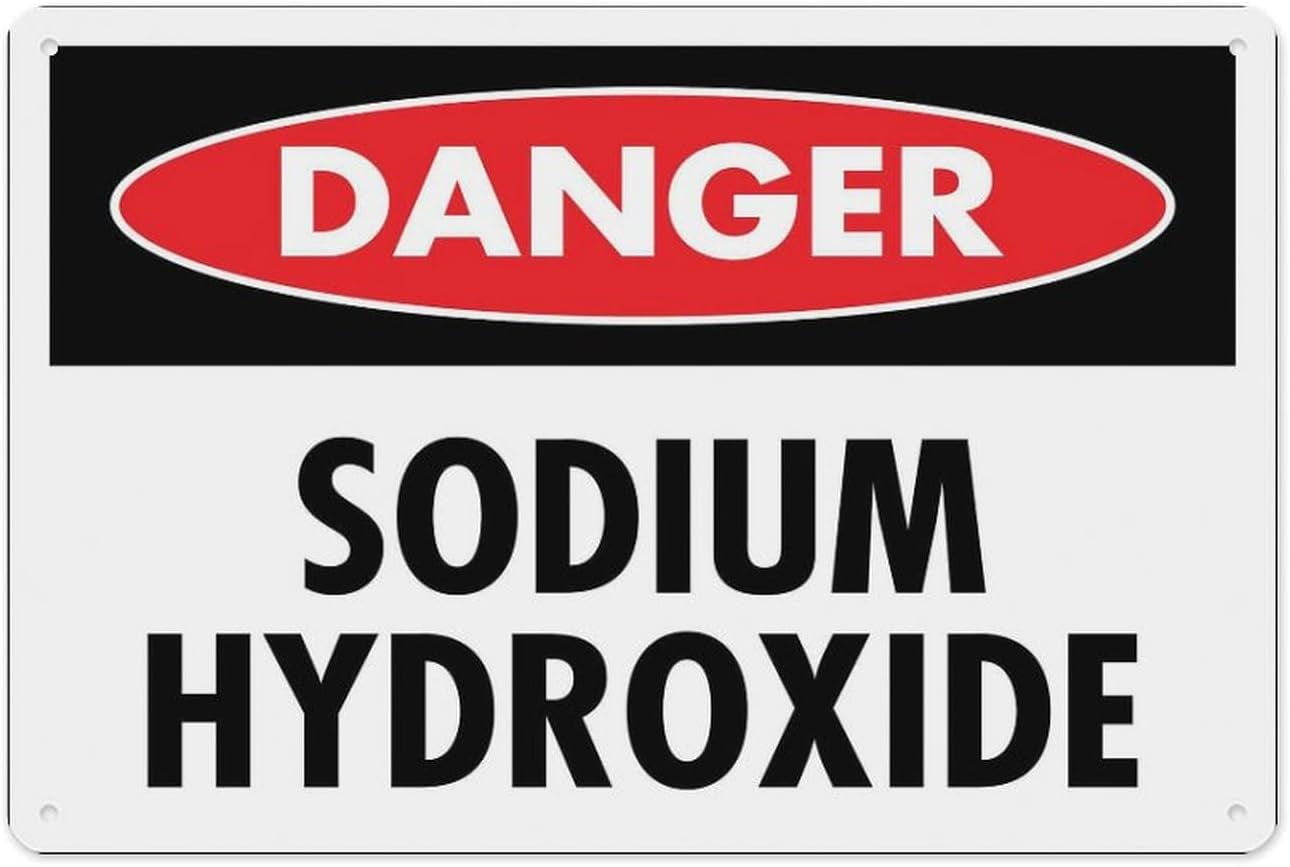 Danger Sodium Hydroxide Sign 8"x12" - Aluminum Tin Warning for Home ...