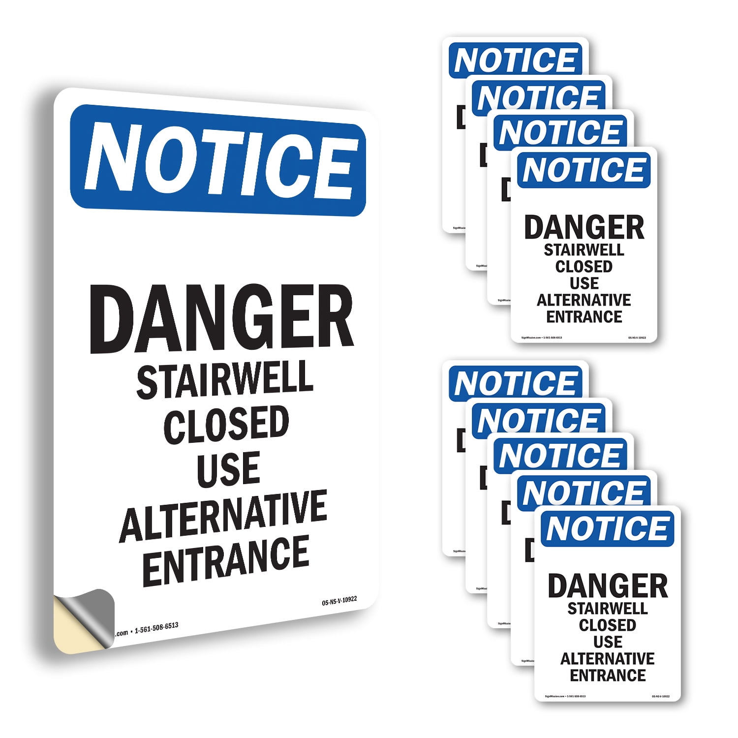 Danger Stairwell Closed Use Alternative OSHA Notice Vinyl Decal Label ...