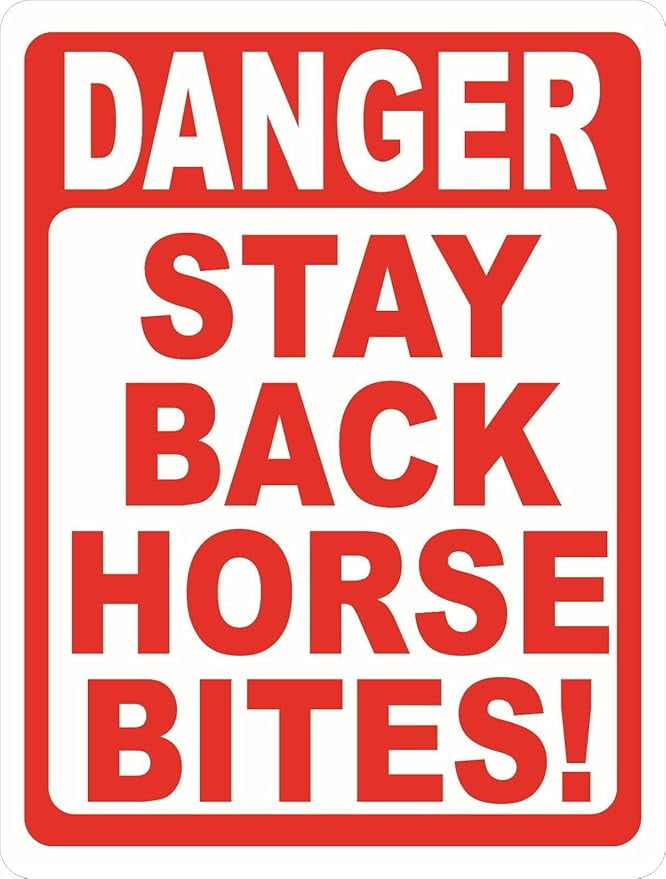 Danger Stay Back Horse Bites Sign Metal Sign 12x8 Inches - Walmart.com