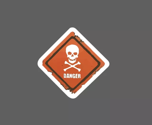 Danger Sticker Skull Rusty Waterproof Sticker Phone Decal Water Bottle ...