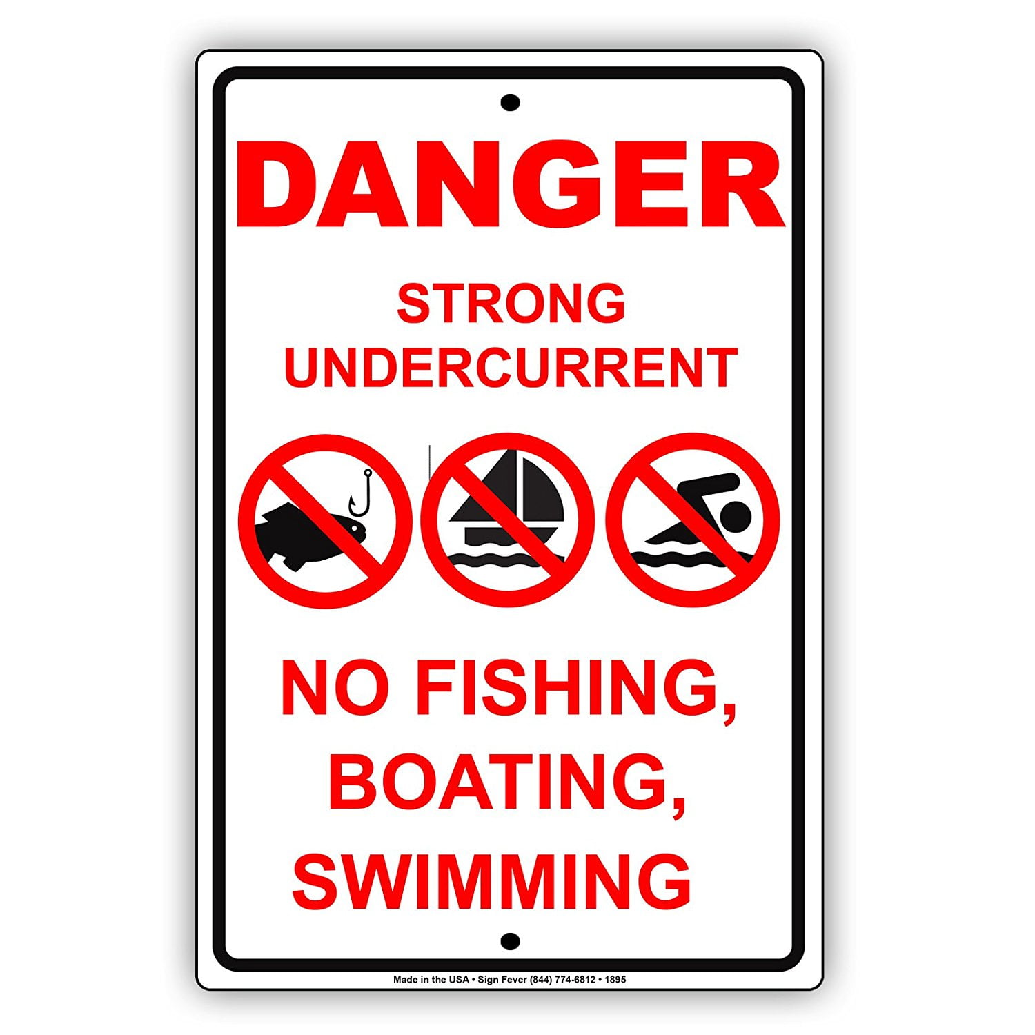 Danger Strong Undercurrent No Fishing Boating Swimming Safety ...