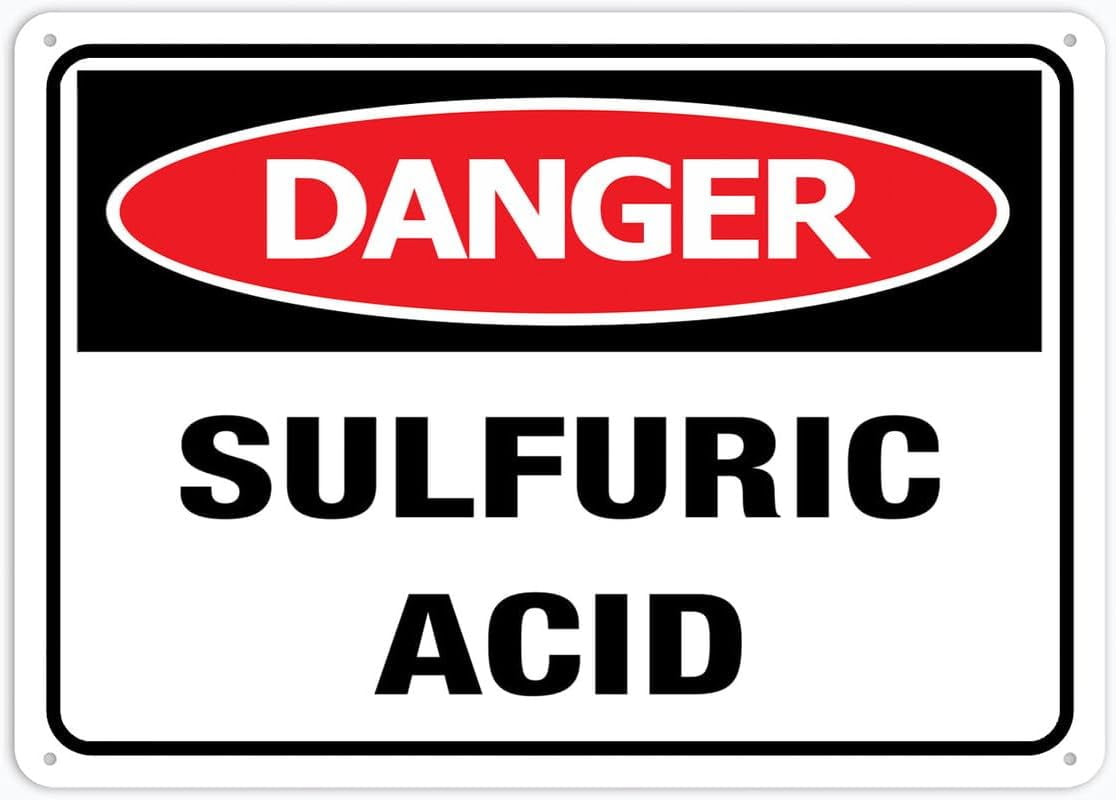 Danger Sulfuric Acid 8X12 Inch Rust Free Aluminum Easy To Read Sturdy ...