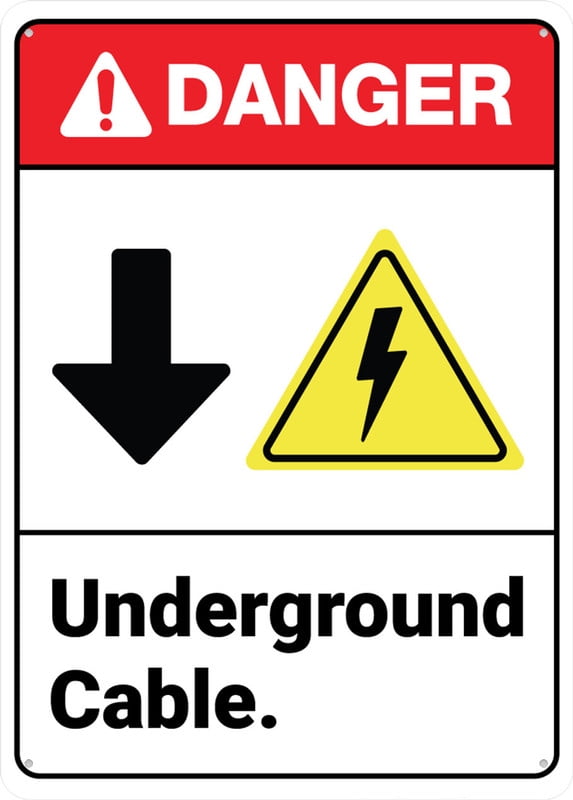 Danger Underground Cable Down Arrow Electric Shock Symbol Sign 12X8 ...