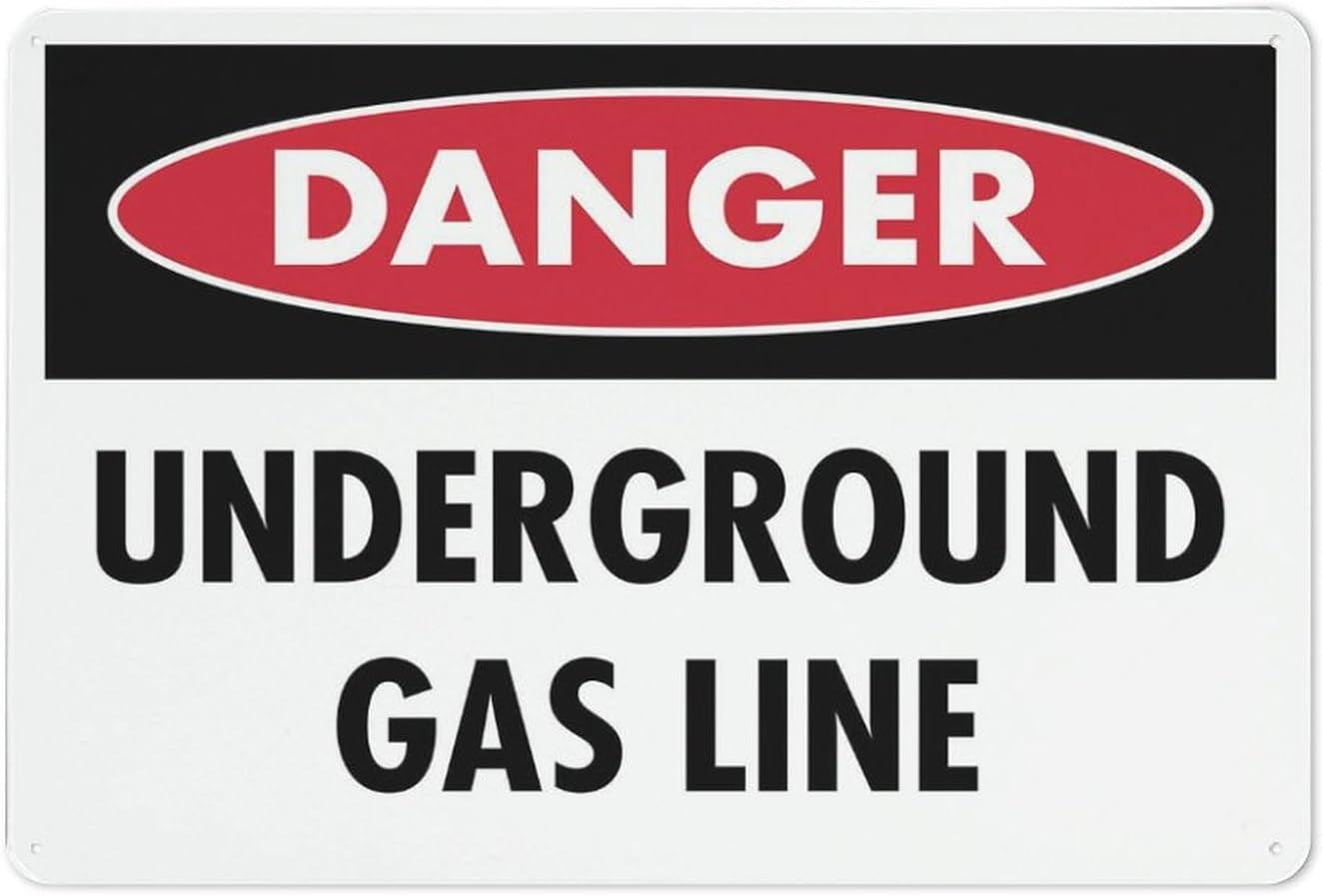 Danger Underground Gas Line Sign 12 X 8 Inches Reflective Aluminum ...