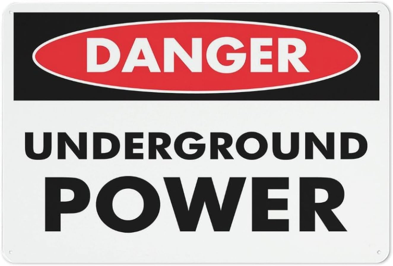 Danger Underground Power Sign Safe Sign, Signs Outdoor, 12 X 8 In, Sign ...
