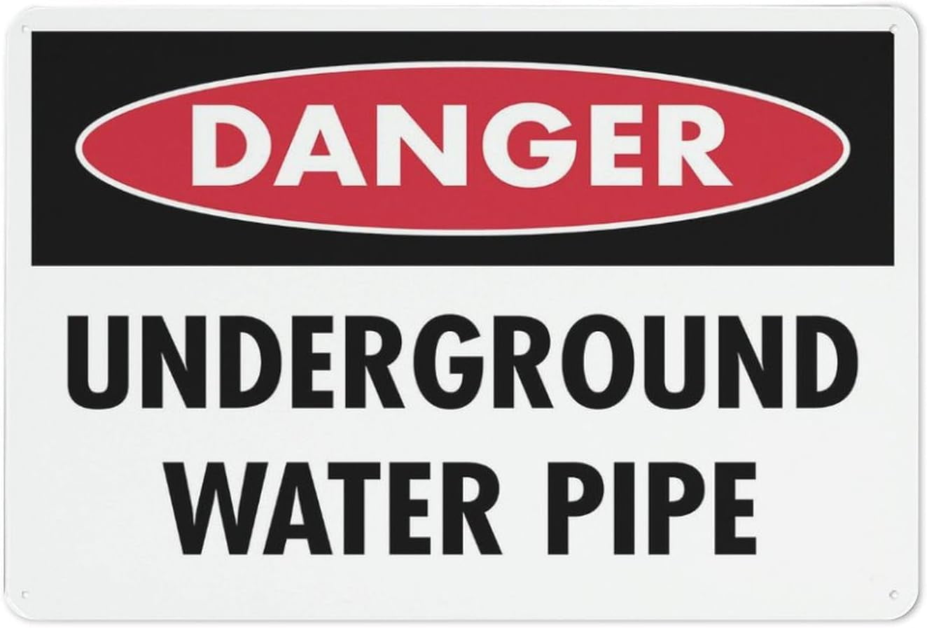 Danger Underground Water Pipe Sign Warning Sticker-Security Sign ...