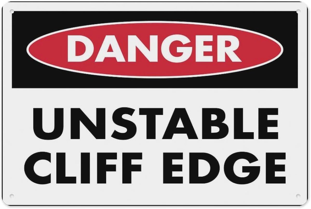 Danger Unstable Cliff Edge Sign - 8"x12" Aluminum Tin, Durable Safety ...