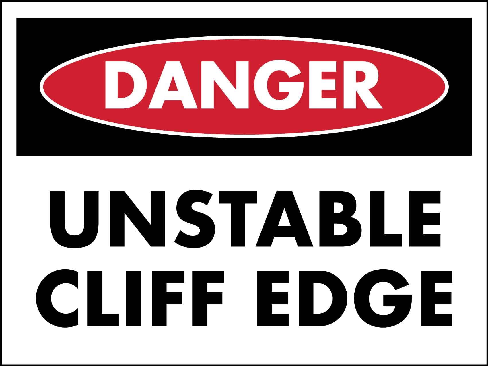 Danger Unstable Cliff Edge Sign Metal Tin Sign 12x8 Inches Caution ...
