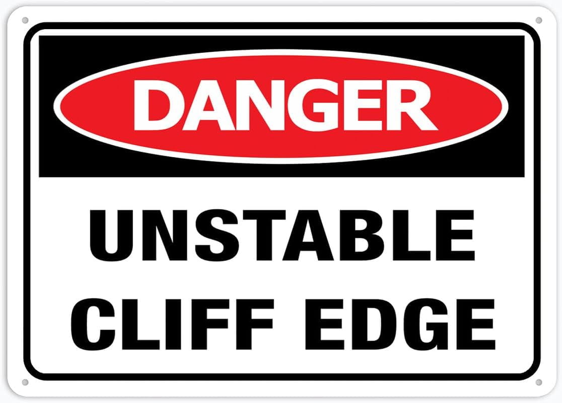Danger Unstable Cliff Edge Signs Outdoor Uv Printed Aluminum 12 X 8 In ...