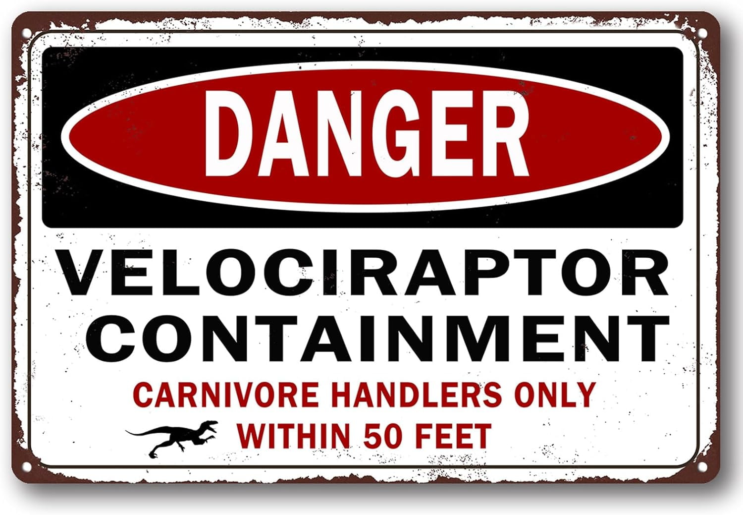 Danger Velociraptor Containment Dinosaur Park banner Decor Movie ...