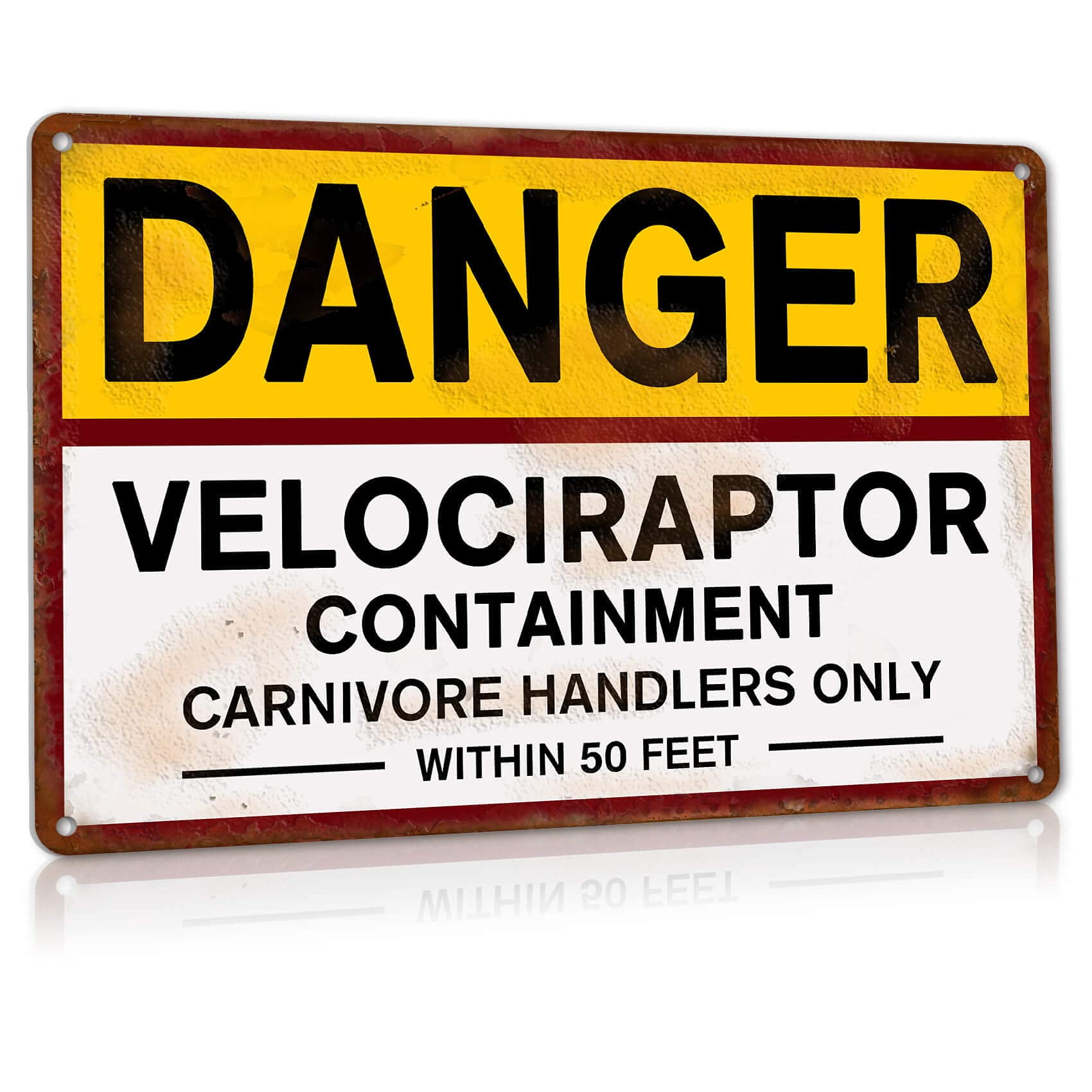 Danger Velociraptor Containment Signs, Funny Metal Tin Sign Man Cave ...