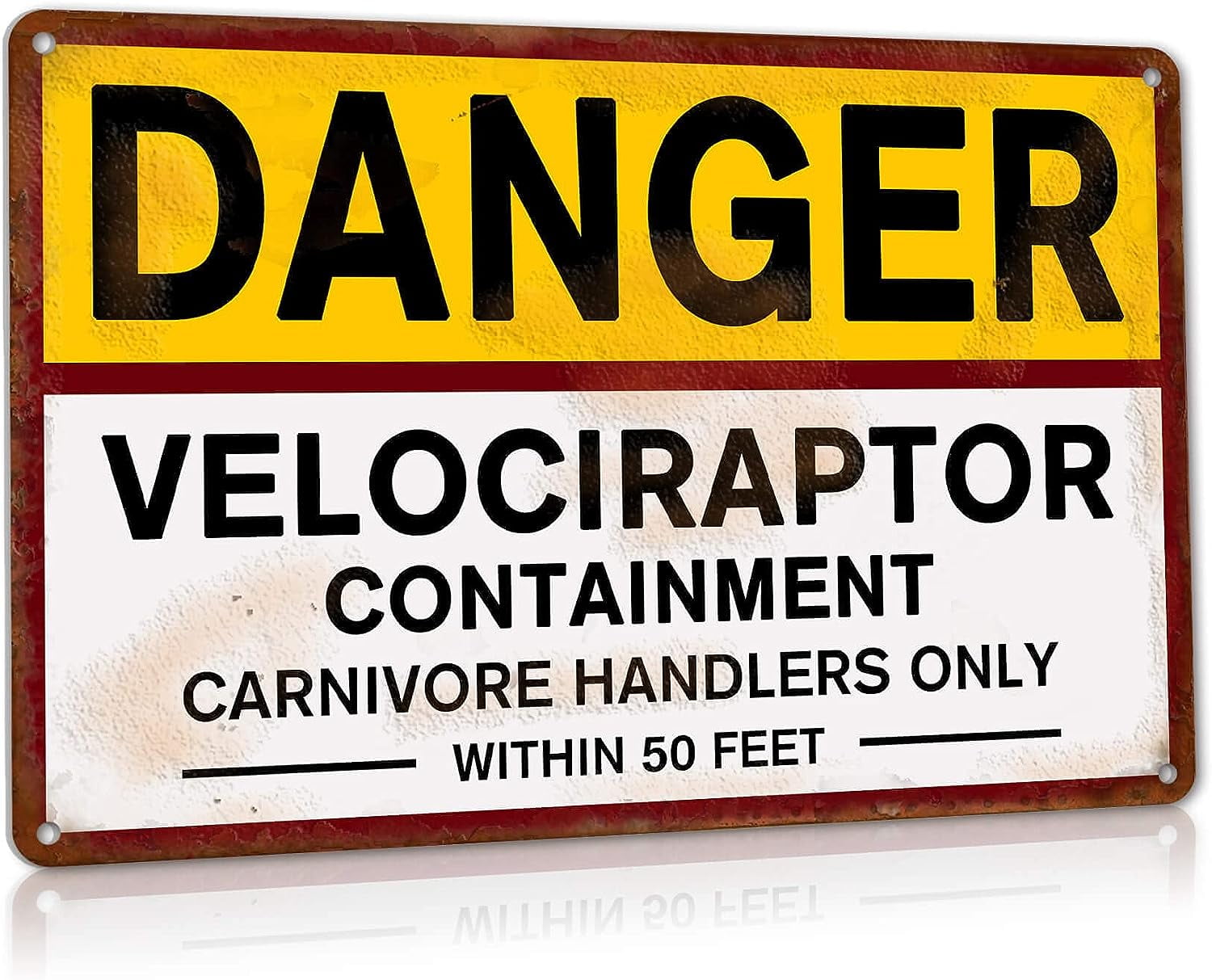 Danger Velociraptor Containment Signs, Funny Metal Tin Sign Man Cave ...