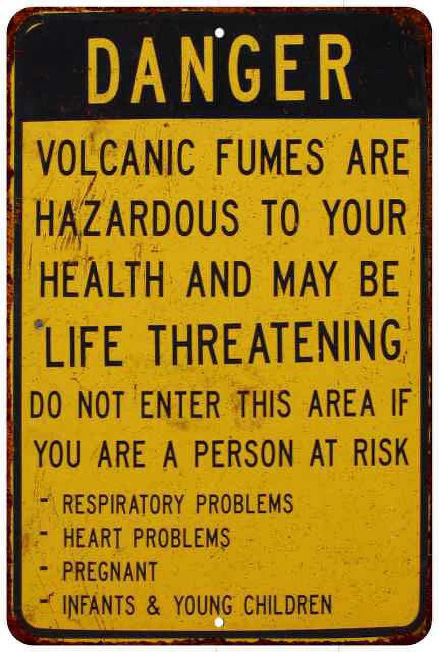 Danger Volcanic Fumes Vintage Look Chic Distressed 8 x 12 High Gloss ...