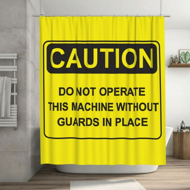 Danger Warning Pattern Shower Curtain, Not Operate Machine Sign ...