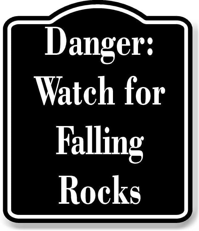 Danger Watch for Falling Rocks BLACK Aluminum Composite Sign 8.5''x10 ...